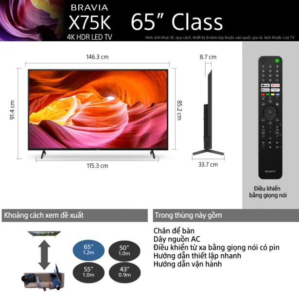 Google Tivi Sony 4K 65 Inch KD-65X75K - Mua Ngay T12/2025