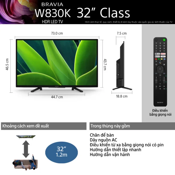 Google Tivi Sony HD 32 Inch KD-32W830K - Mua ngay T1/2026