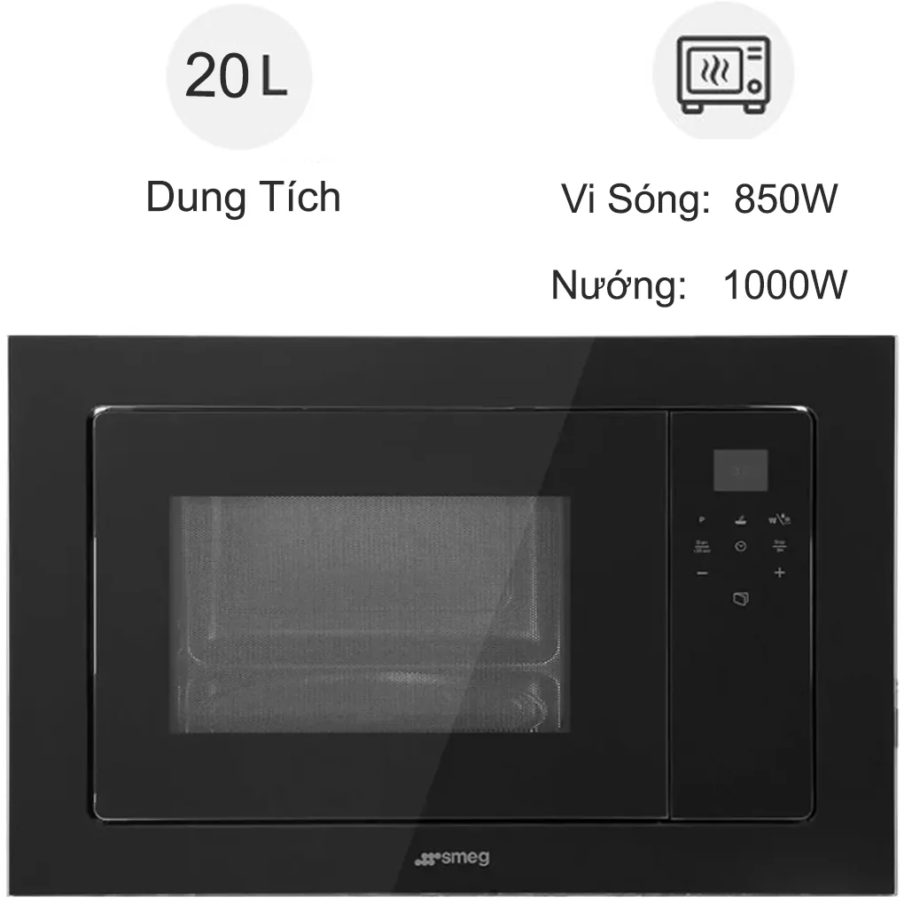 Lò Vi Sóng Có Nướng Âm Tủ SMEG FMI120N2 20 Lít chính hãng 2026
