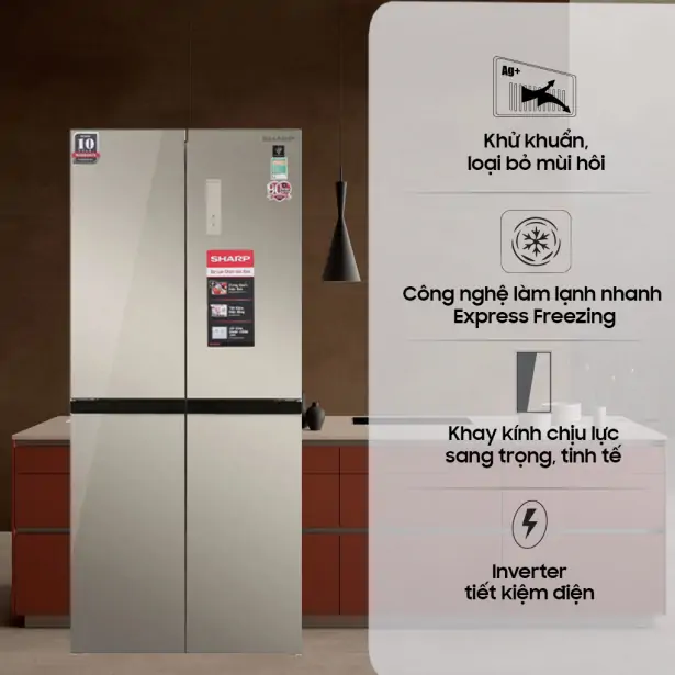 Tủ Lạnh Sharp Inverter 401 Lít SJ-FXP480VG-CH chính hãng 2026