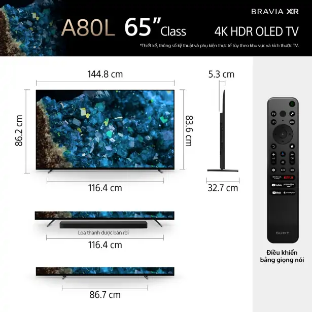 Google Tivi Sony OLED 4K 65 Inch XR-65A80L chính hãng 2026