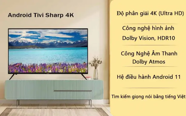 Android Tivi Sharp 4K 50 Inch 4T-C50EK2X chính hãng 2025