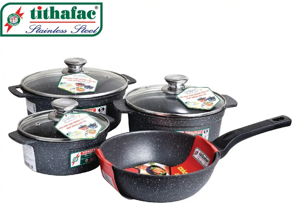 Bộ Nồi Chảo Hợp Kim Nhôm Đúc Đáy Từ Tithafac TF01 2026