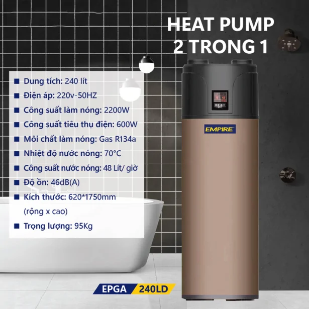 Máy Nước Nóng Heat Pump Empire EPGA-240LD 240 Lít 2026