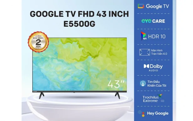 Google Tivi Skyworth Full HD 43 Inch 43E5500G chính hãng 2025